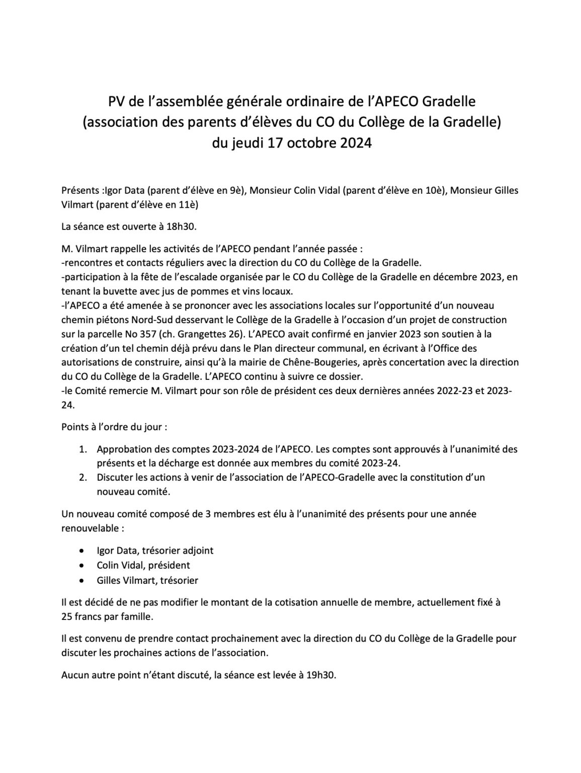 L'AG de l'APECO Gradelle - 17 oct 2024 - FAPEO